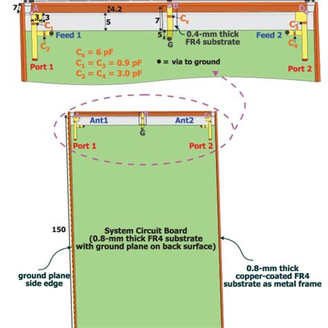 Geometry Of Two Decoupled Lte Low Band Conjoined Loop Mimo Antennas