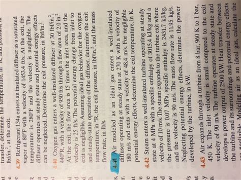 Solved 439 Refrigerant 134a Enters An Insulated Diffuser As