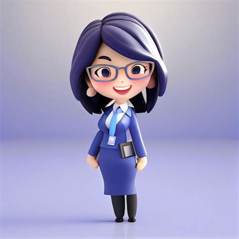 Linda Mujer De Negocios Diseño De Personajes En 3d Ilustración De