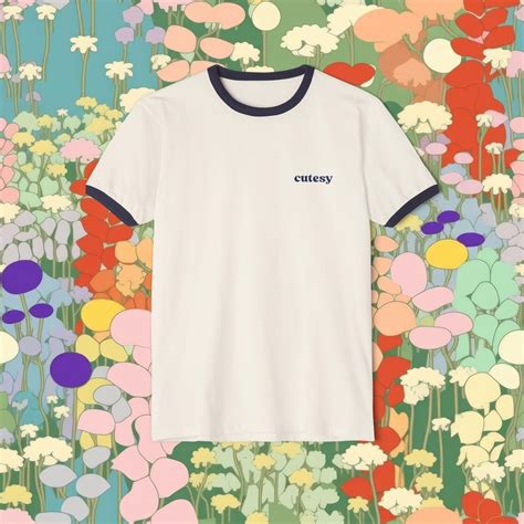 Cutesy Ringer Tee 1970s Retro Style Cotton T Shirt Etsy