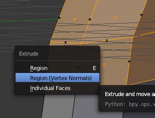 Extrude Region Vertex Normals Extruding Faces Individually Blender