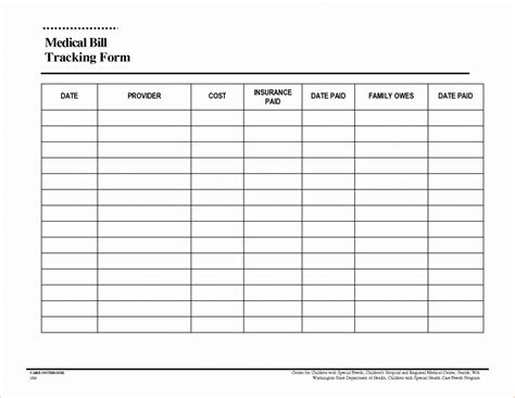 Medical Expense Spreadsheet Templates — Db
