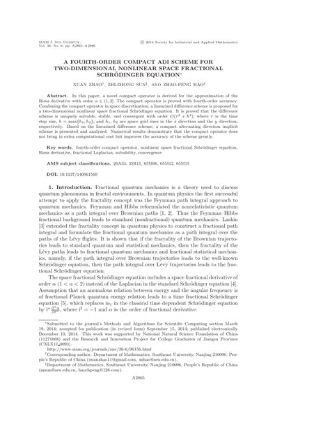 Pdf A Fourth Order Compact Adi Scheme For Two Dimensional Nonlinear