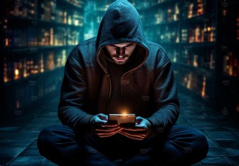 Premium Ai Image Hacker Man Hacking In Her Mobile