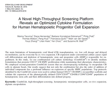 A Novel High Throughput Screening Platform Reveals An Optimized