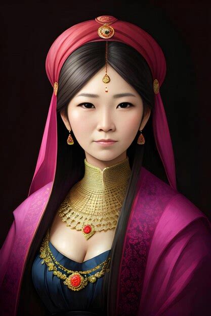 Premium Ai Image Portrait Of A Beautiful Asian Woman In A Traditional