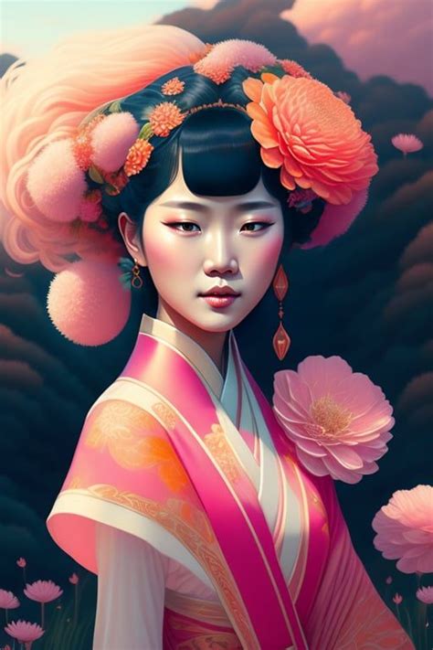 Female Flower Girl Posters Portrait Background Texture Images
