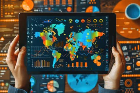 Data Analysis Concept On Tablet Business Performance Analysis Stock
