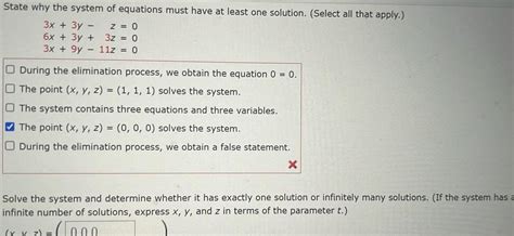 Answered State Why The System Of Equations Must Have At Least One