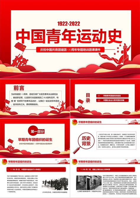 中国青年运动史ppt模板卡卡办公