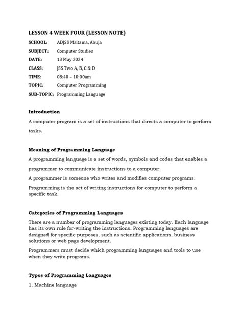 2552 Programming Language Week 4 Pdf