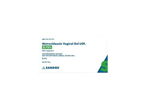 Metronidazole Vaginal Gel Usp 0 75 70 G Sandoz Rx Ingredients And