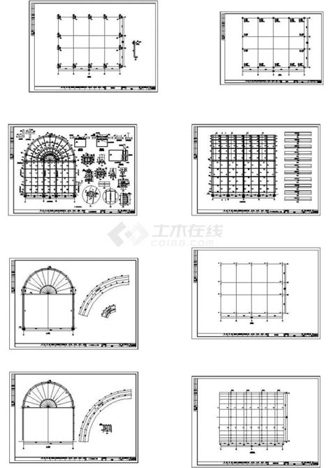 某购物公园钢结构设计cad施工图 土木在线