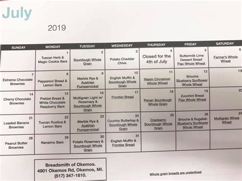 Menu At Breadsmith Meridian Charter Township