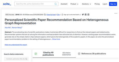 Personalized Scientific Paper Recommendation Based On Heterogeneous