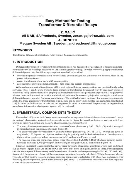 Easy Method For Testing Transformer Differential Relays Pdf Power