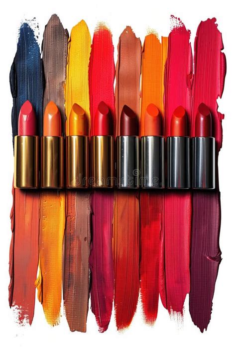 Makeup Color Samples Lipstick Cosmetics Lip Care Balm Concept Beauty