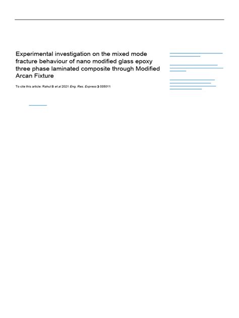 3 Experimental Investigation On The Mixed Mode Fracture Behaviour Of