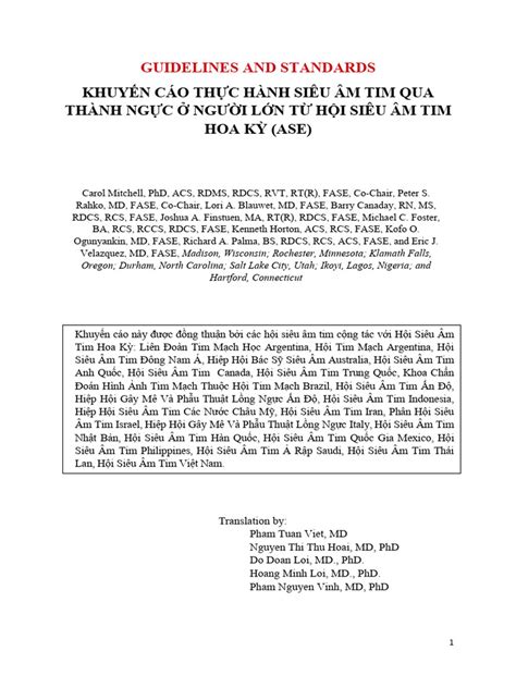 Ase Guidelines For Transthoracic Echo In Adults Vietnamese Compressed Pdf