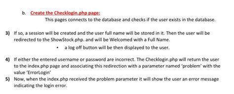 Solved B Create The Checkloginphp Page This Pages
