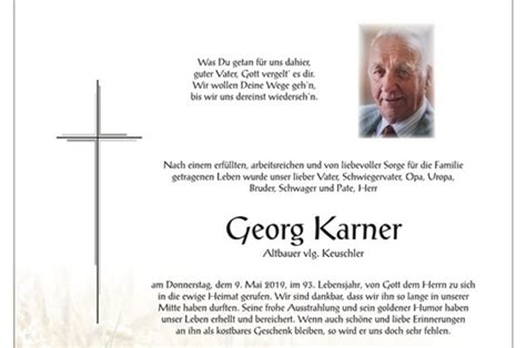 Zum Gedenken An Georg Karner Neuhaus Kärnten Österreich Europa