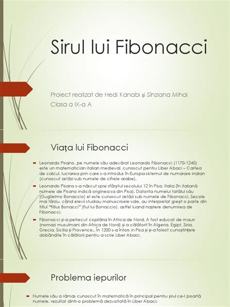 Prezentare Sirul Lui Fibonacci Pdf