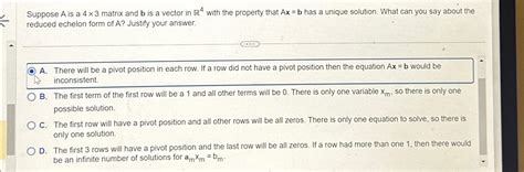 solved suppose a is a 4 times 3 matrix and b is a vector