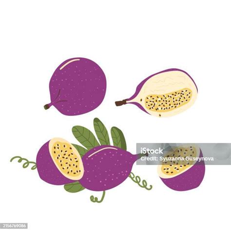 Markisa Terisolasi Pada Latar Belakang Putih Set Makanan Penutup Manis