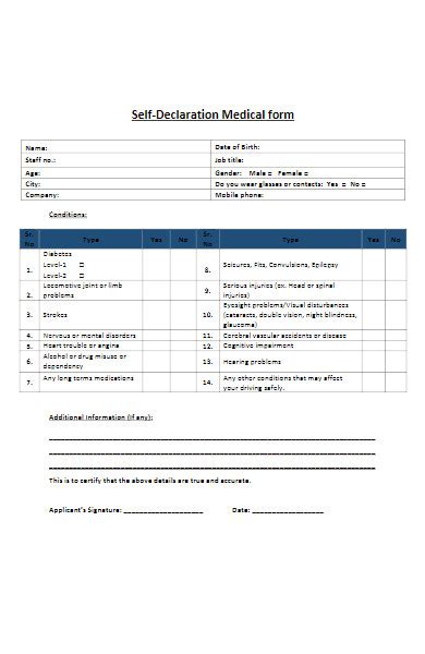FREE Medical Declaration Forms Download How To Create Guide Tips