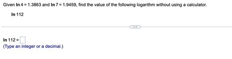Solved Given Ln And Ln Find The Value Of Chegg Com