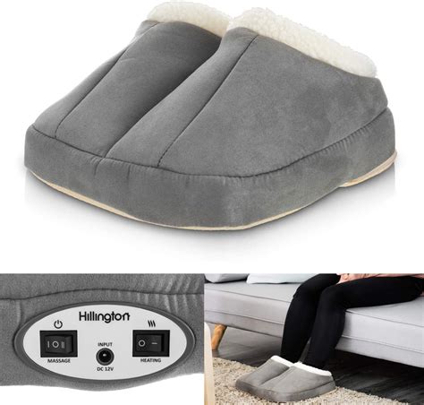Fineway Electric 2 In 1 Heated Foot Massager And Warmer Comfort Fleece Suede Comfy Relaxing