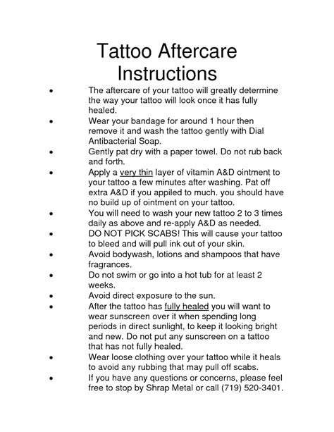 Tattoo Aftercare Instructions Printable Printable Word Searches