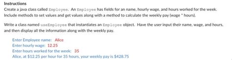 Solved Create A Java Class Called Employee An Employee Has