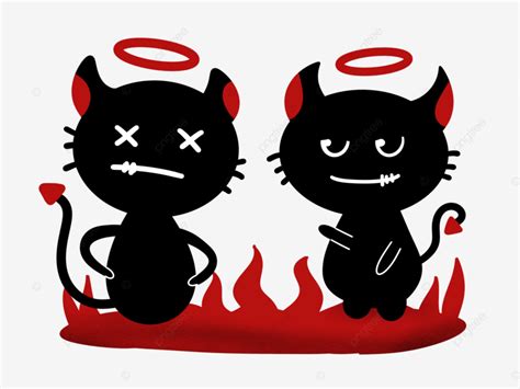 Two Cute Little Black Devils In Hell Devil Black Hell Png