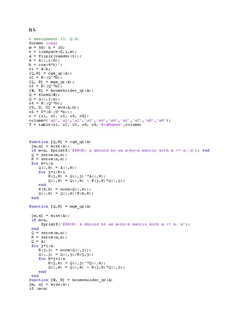 Qr Factorization Accuracy Pdf Algorithms Matrix Theory