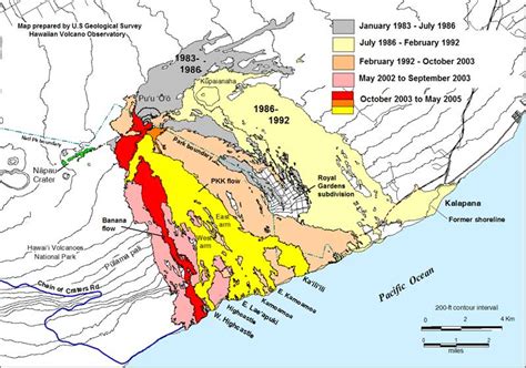 Hawaii Volcanoes Lava Flow Map Free Hawaiian Volcano Lava Eruptions Map