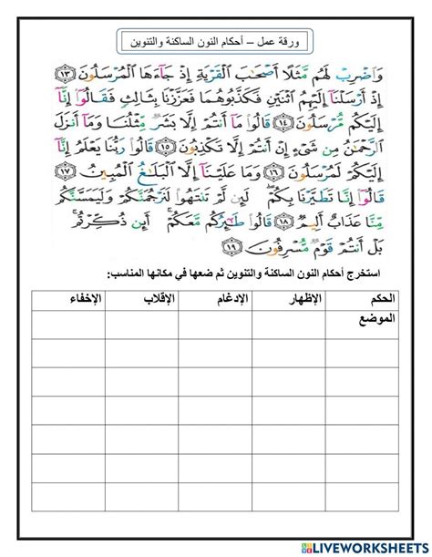 2205112 ورقة عمل أحكام النون الساكنة والتنوين Hamdi