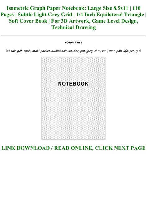 [get] Pdf Isometric Graph Paper Notebook Large Size 8 5x11 110 Pages Subtle Light Grey Grid