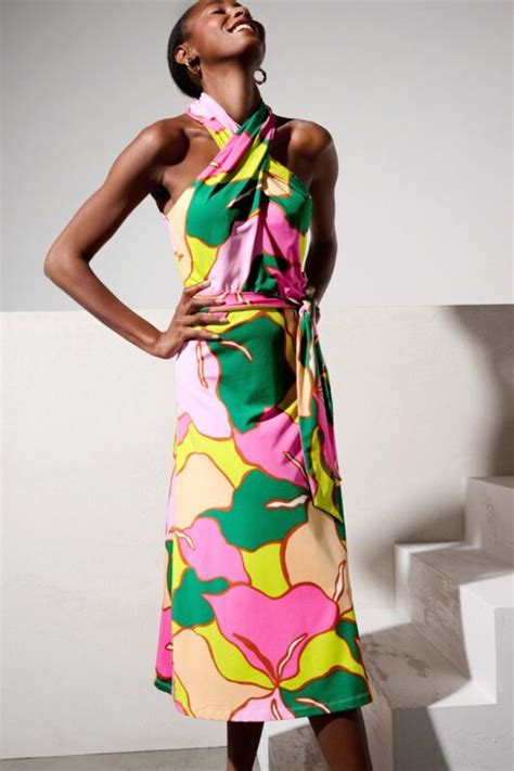 Miami Tropical Twisted Halter Dress Lunacy Boutique