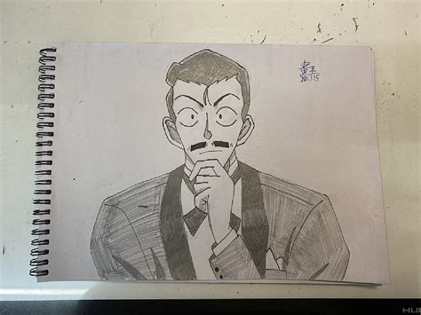 【素描】名侦探柯南——毛利小五郎戴着手套的画手 站酷zcool