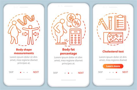 Body Health Onboarding Mobile App Page Screen Vector Template Walkthrough Website Steps With