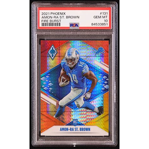 Amon Ra St Brown 2021 Panini Phoenix Fire Burst 131 Rc Psa 10