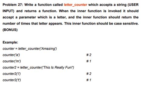 Solved Problem Write A Function Called Letter Counter Chegg Com