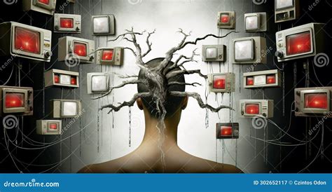 Manipulating A Person With The Media Propaganda Concept Stock