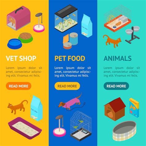 Premium Vector Accessories For Domestic Pets Banner Vecrtical Set