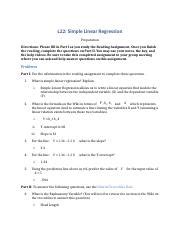 Understanding Simple Linear Regression Assignment Course Hero