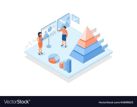 Pyramid Diagram And Woman Monitoring Indicators Vector Image
