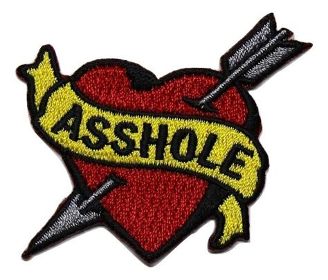 Asshole Tattoo Heart Embroidered Iron On Patch Etsy