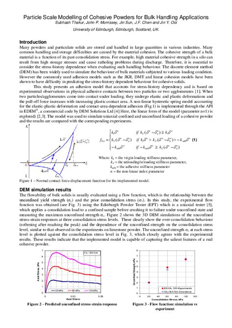 pdf particle scale modelling of cohesive powders for bulk handling