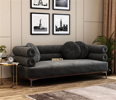 Buy Pristine 3 Seater Fabric Sofa Velvet Graphite Grey At 38 OFF